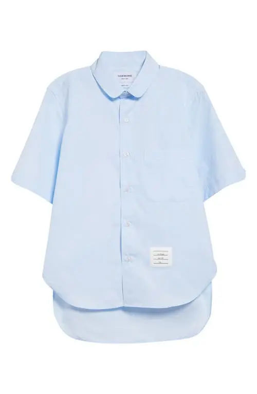 Thom Browne Straight Fit Cotton Poplin Button-up Shirt - Light Blue