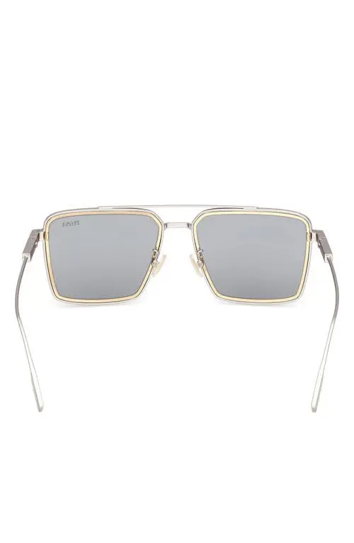 Zegna 56mm Navigator Sunglasses - Palladium/ Deep Gold / Smoke