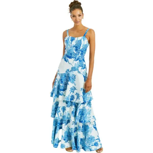 Mestiza New York Torero Printed Gown - Blue