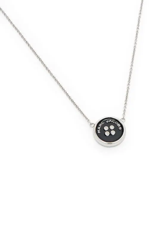 Marc Jacobs Button Pendant Necklace - Silver/black