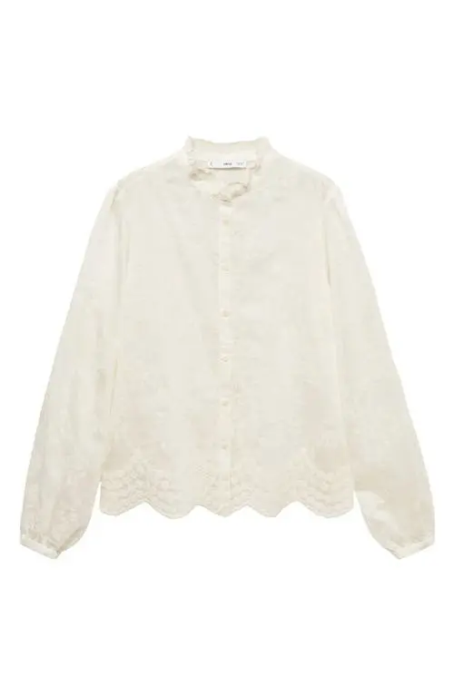 Mango Embroidered Floral Lyocell-blend Shirt