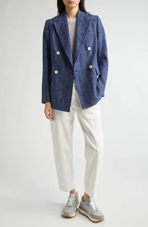 Eleventy Pinstripe Double Breasted Blazer