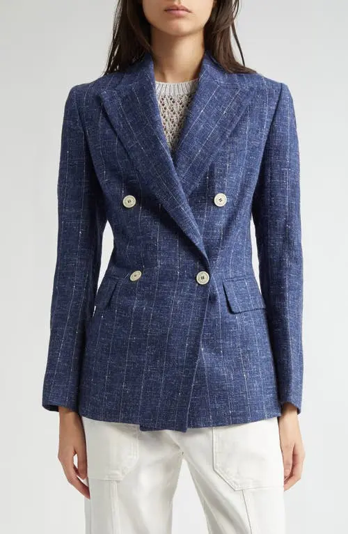 Eleventy Pinstripe Double Breasted Blazer