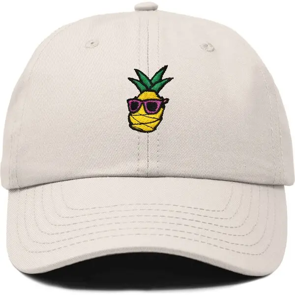 DALIX Pineapple Embroidered Cap - Beige