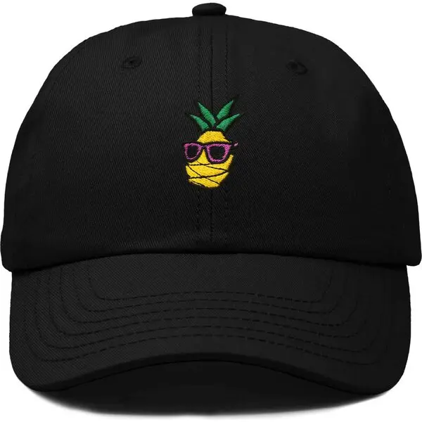DALIX Pineapple Embroidered Cap - Black
