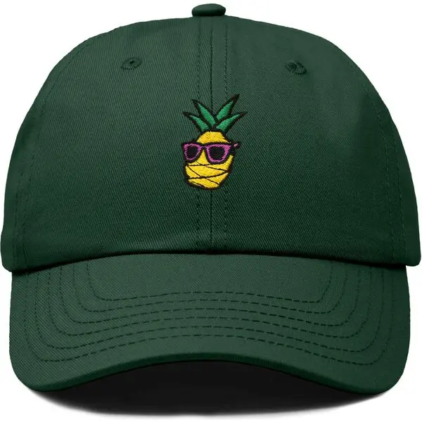 DALIX Pineapple Embroidered Cap - Dark Green