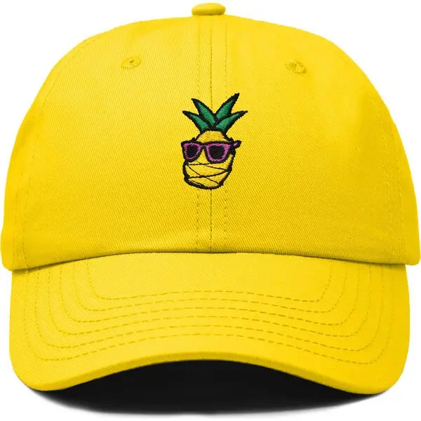 DALIX Pineapple Embroidered Cap - Gold