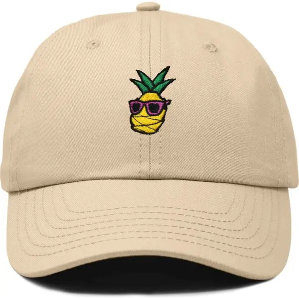 DALIX Pineapple Embroidered Cap - Khaki
