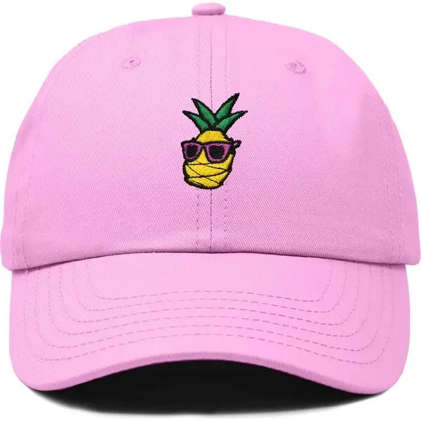 DALIX Pineapple Embroidered Cap - Light Pink