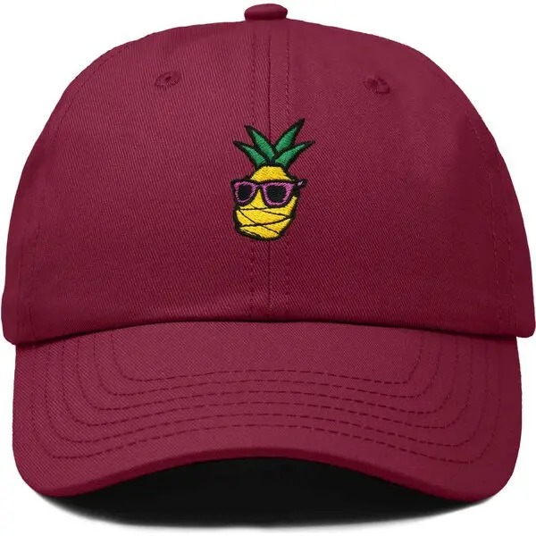DALIX Pineapple Embroidered Cap - Maroon