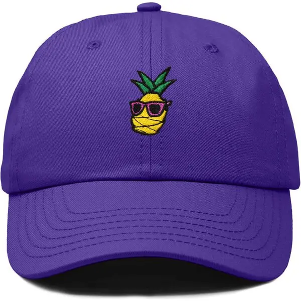 DALIX Pineapple Embroidered Cap - Purple