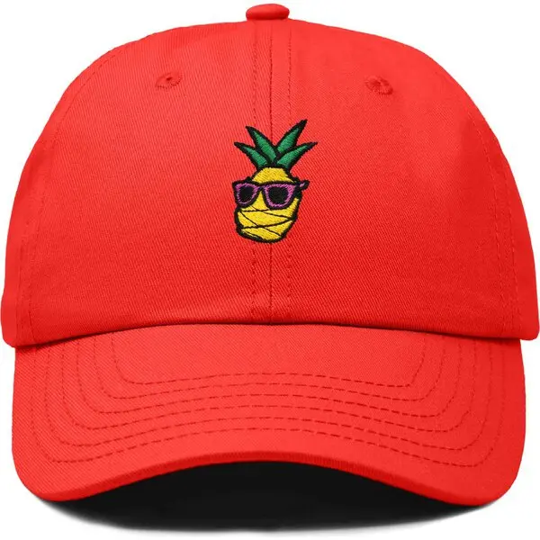 DALIX Pineapple Embroidered Cap - Red