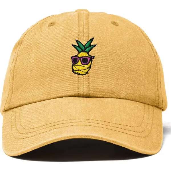 DALIX Pineapple Embroidered Cap - Washed Gold