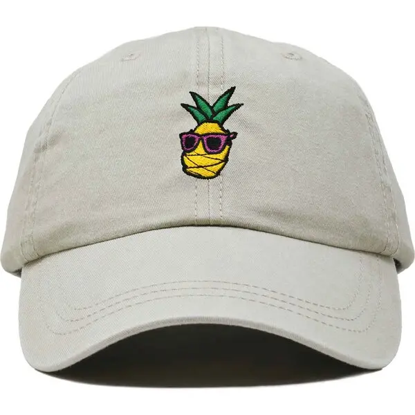 DALIX Pineapple Embroidered Cap - Washed Stone White