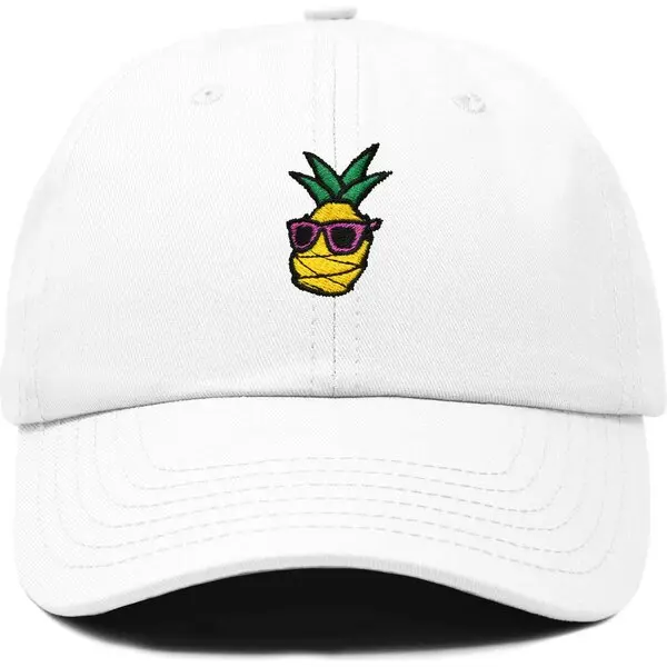 DALIX Pineapple Embroidered Cap - White