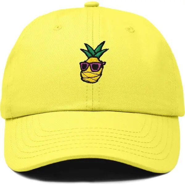 DALIX Pineapple Embroidered Cap - Yellow