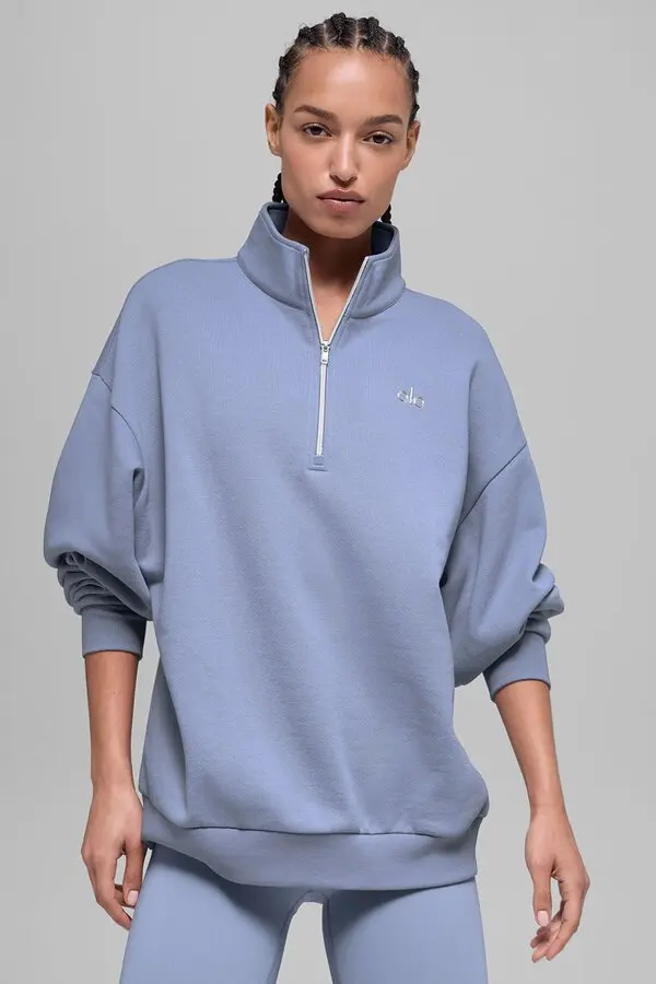 Alo Yoga Accolade 1/4 Zip Pullover Top - Winter Frost