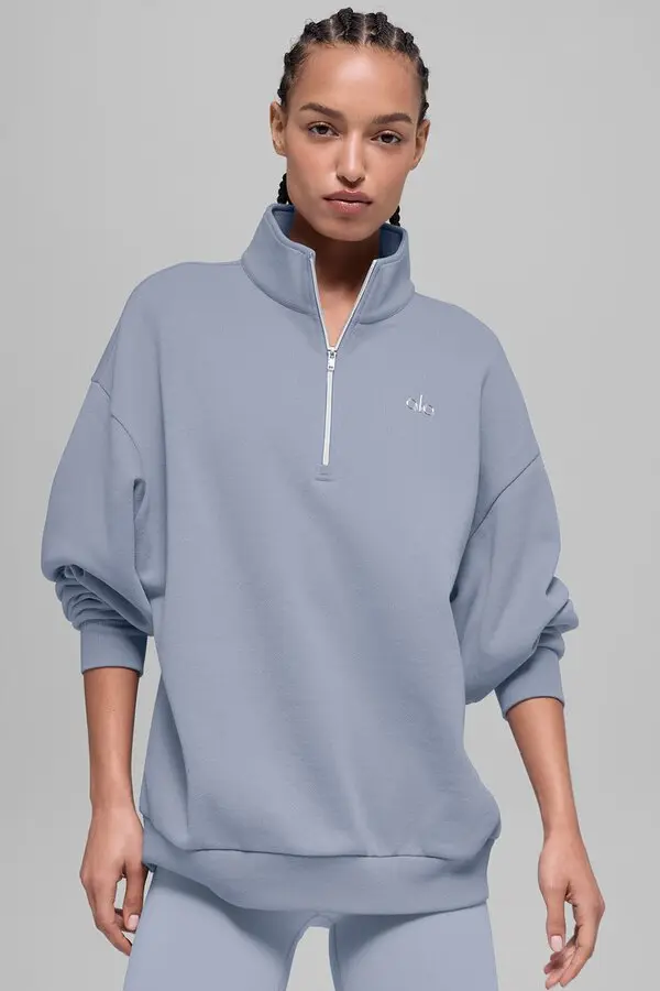 Alo Yoga Accolade 1/4 Zip Pullover Top - Winter Frost
