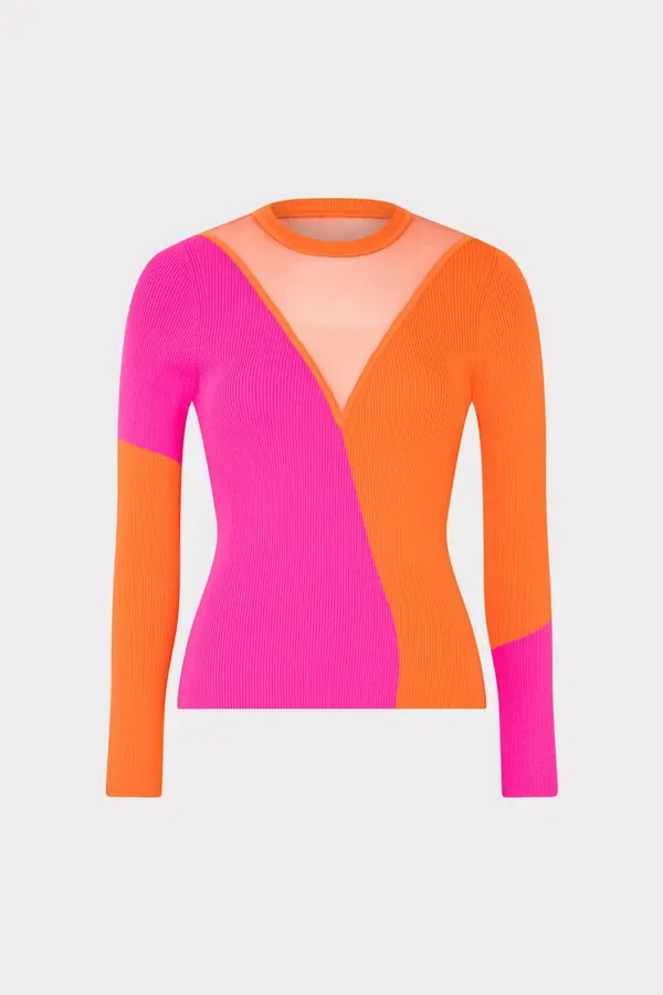 MILLY Color Block Graphic Top