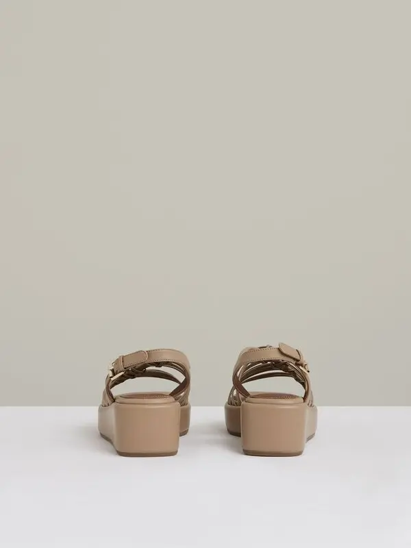 REISS Lana Leather Knot Strappy Platform Sandals