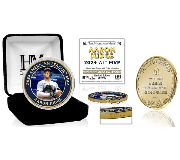 HIGHLAND MINT Aaron Judge 2024 American League Mvp Bronze Coin - One-color