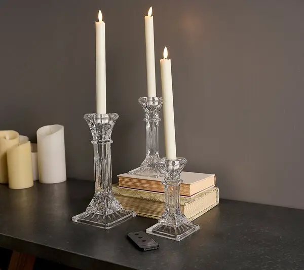 Dennis Basso Hotel Du Cobb Set Of 3 Glass Candle Holder With Ivory Candles - One-color
