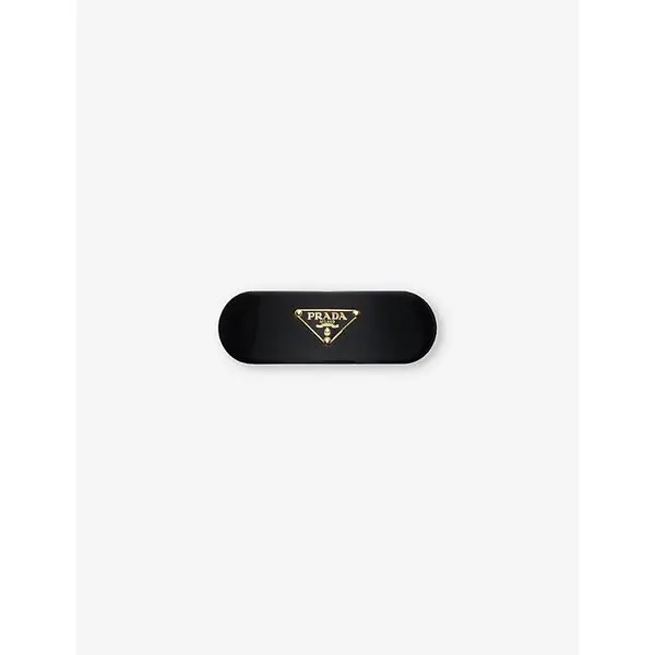 Prada Triangle Logo Plexiglass Hair Clip - Black