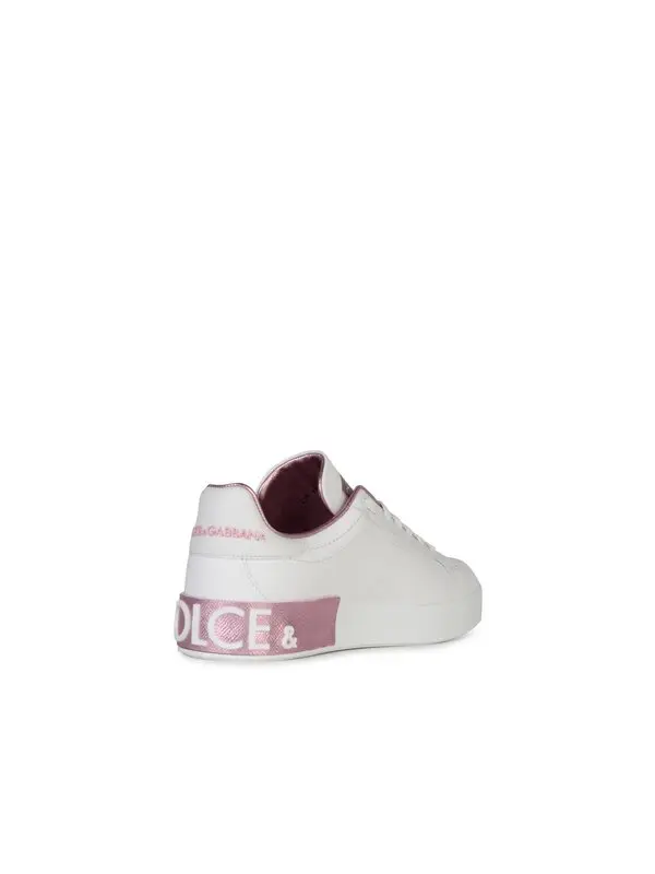 Dolce & Gabbana Portofino Leather Sneakers - White