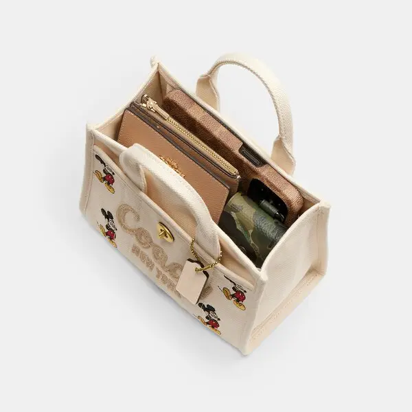 COACH Disney X Mickey Mouse Embroidered Cargo Tote 20 In Regenerative Cotton Canvas - Brass/ivory Multi