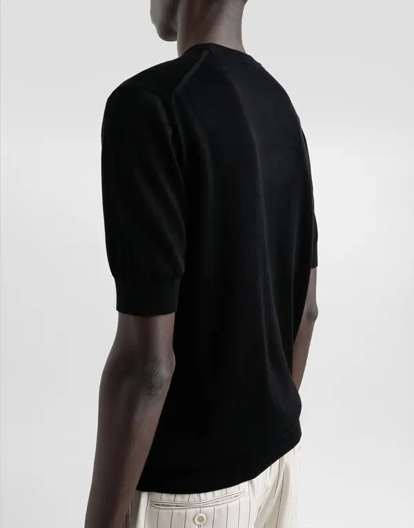 Dolce & Gabbana Cotton Round-neck Sweater With Logo Tag - Black