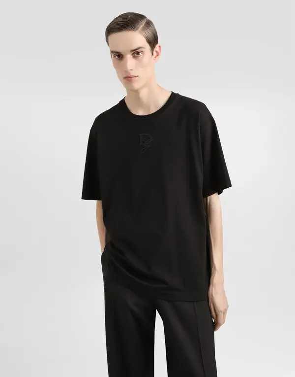 Dolce & Gabbana Cotton T-shirt With Logo Embroidery - Black