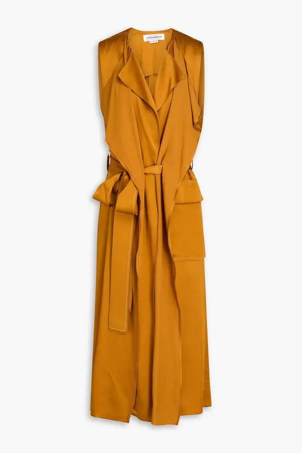 Victoria Beckham Draped Satin Midi Wrap Dress