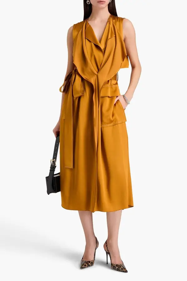 Victoria Beckham Draped Satin Midi Wrap Dress
