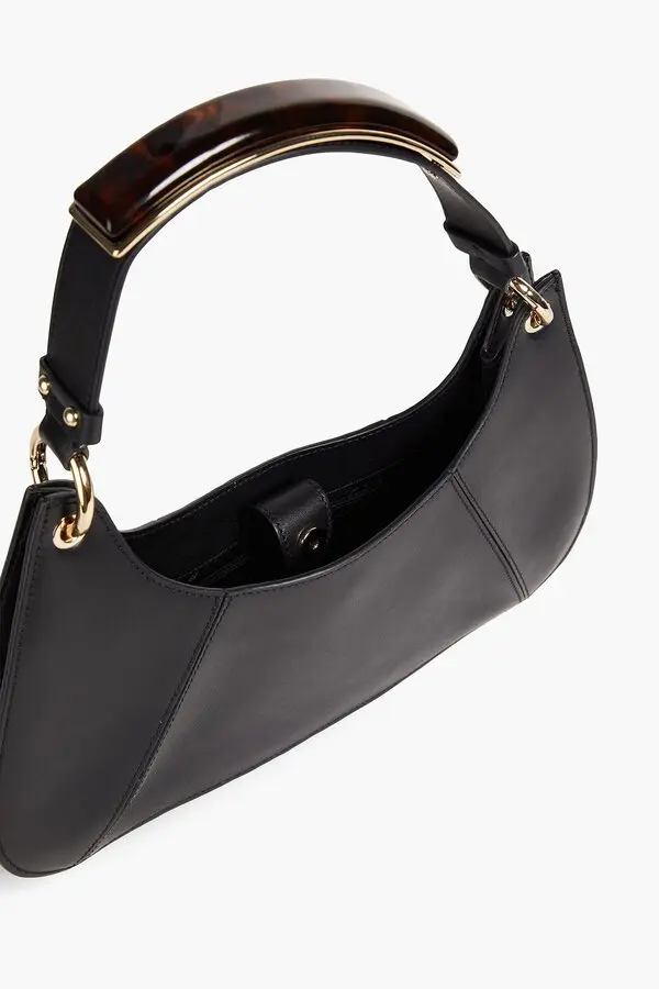 Alberta Ferretti Leather Shoulder Bag - Black