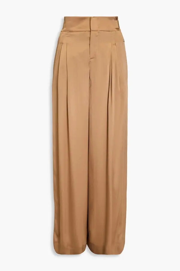 Alberta Ferretti Pleated Satin-crepe Wide-leg Pants