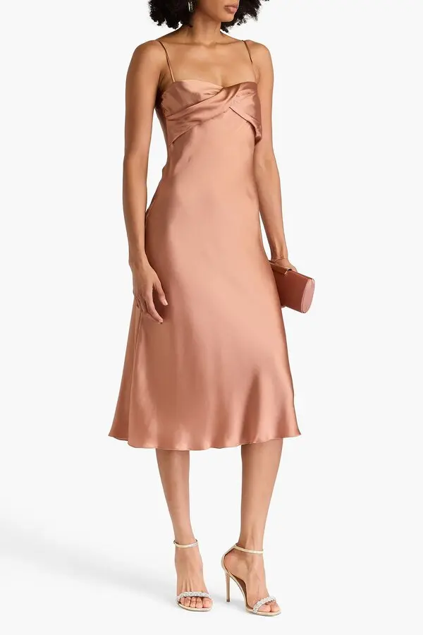 Alberta Ferretti Twisted Satin-crepe Midi Slip Dress