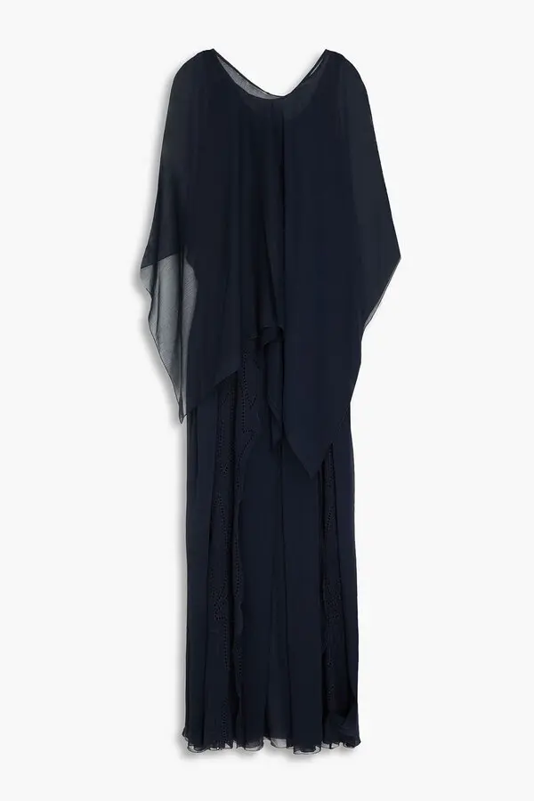 Alberta Ferretti Convertible Cape-effect Crepon Gown
