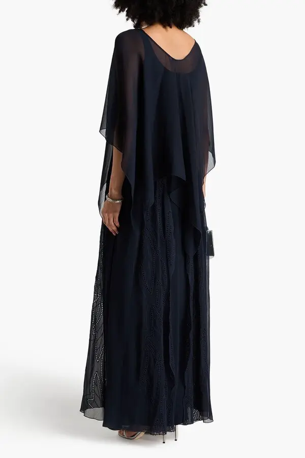 Alberta Ferretti Convertible Cape-effect Crepon Gown