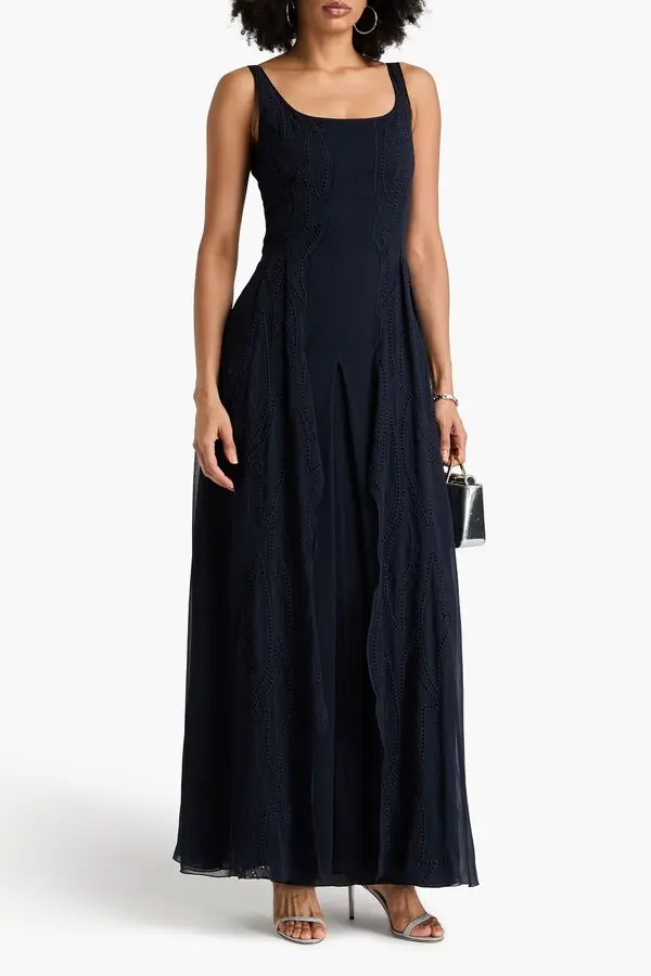 Alberta Ferretti Convertible Cape-effect Crepon Gown