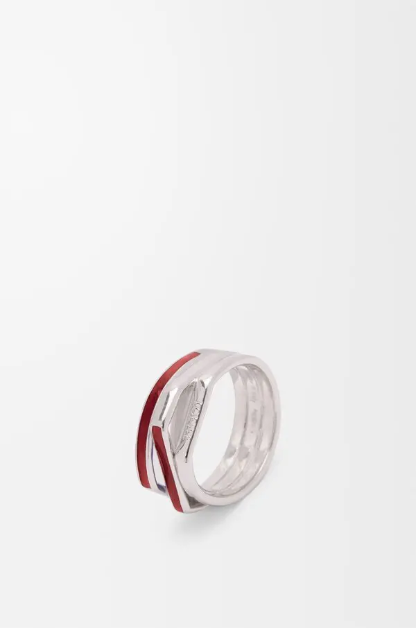 Loewe Stacked Ring - Silver/burgundy