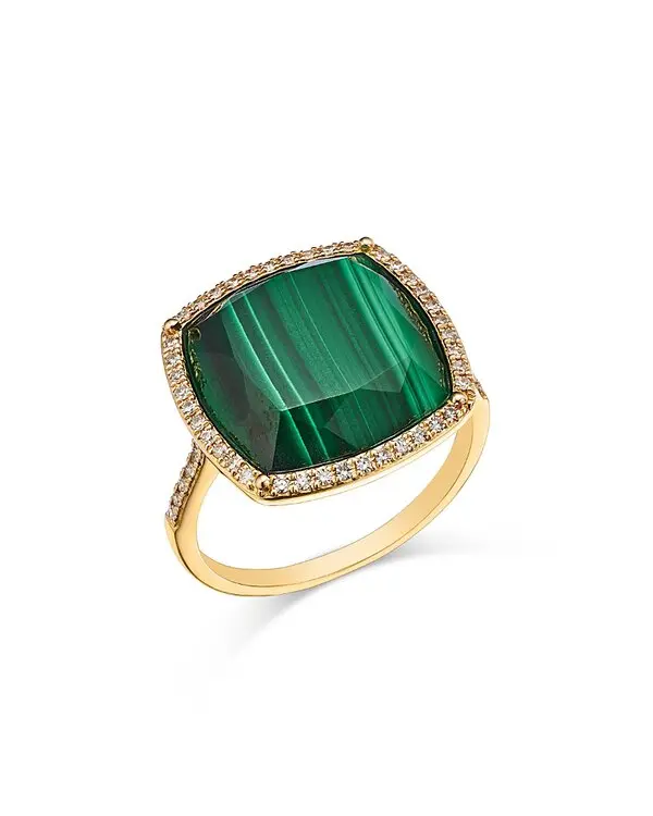 Bloomingdale'S Malachite & Diamond Ring In 14k Yellow Gold - Green/gold