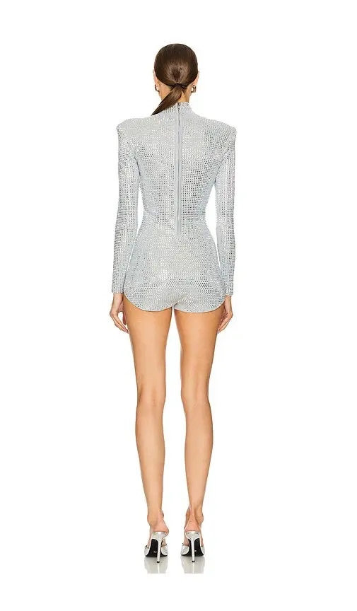 Retrofete Auburn Knit Romper With Crystal Embellishments