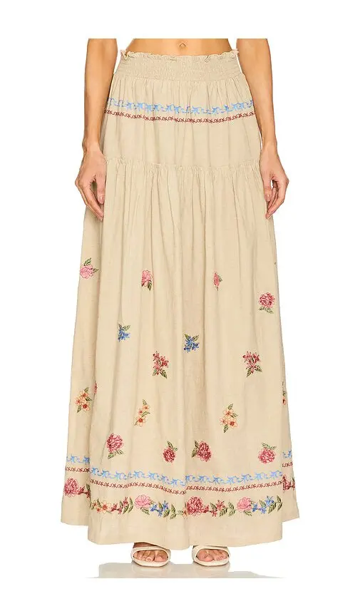 Agua Bendita Jenna Blush Maxi Skirt - Tan