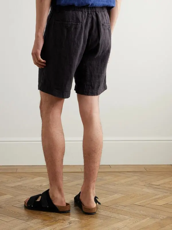 Hartford Tank Straight-leg Linen Shorts - Black
