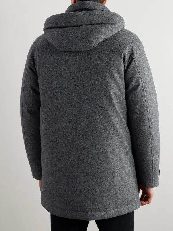 Zegna Suede-trimmed Techmerino™ Wool Hooded Down Parka