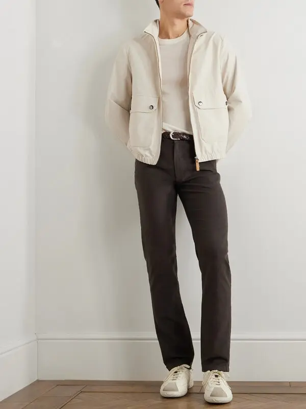Zegna City Slim-fit Tapered Cotton And Cashmere-blend Trousers - Brown