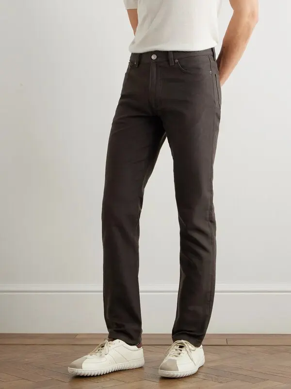 Zegna City Slim-fit Tapered Cotton And Cashmere-blend Trousers - Brown