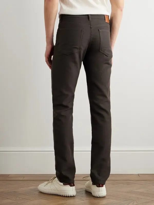 Zegna City Slim-fit Tapered Cotton And Cashmere-blend Trousers - Brown