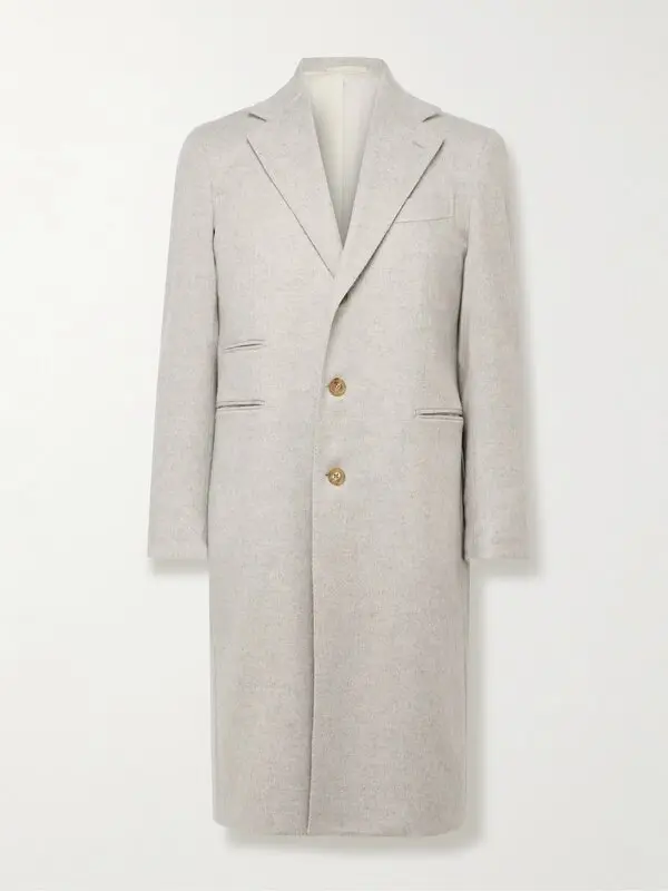 DE PETRILLO Herringbone Virgin Wool And Cashmere-blend Overcoat