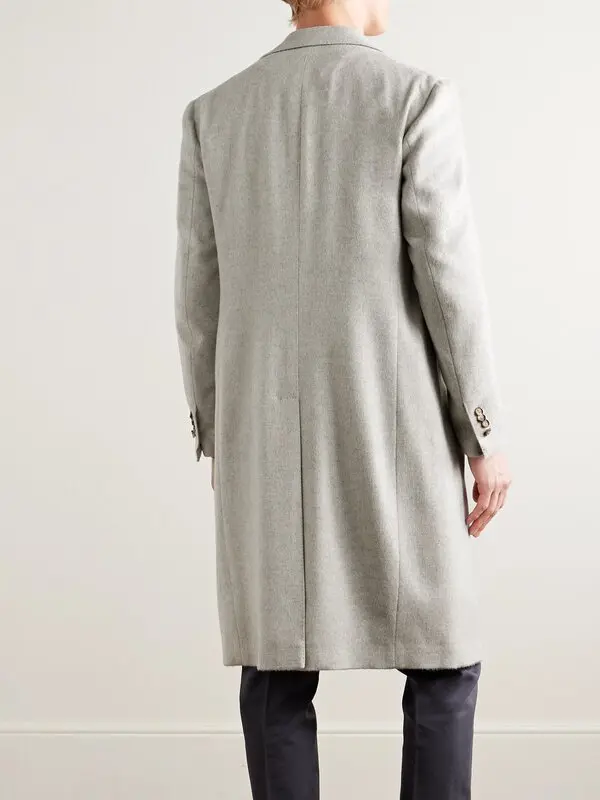 DE PETRILLO Herringbone Virgin Wool And Cashmere-blend Overcoat
